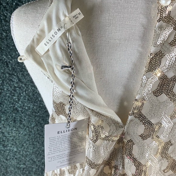 Ellison | Dresses | Ellison Gold Cream Sequence Shift Dress | Poshmark